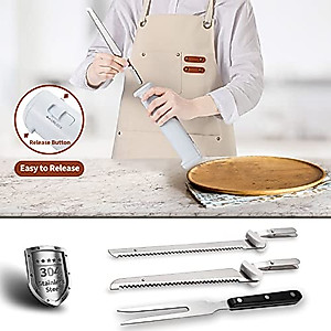 Cushore Professional Cordless Rechargeable Easy-Slice Electric Knife with 4 Reciprocating Serrated Stainless Steel Blades and Safety Lock Trigger Release, Carving Meats, Poultry, Bread, Serving Fork Included, White