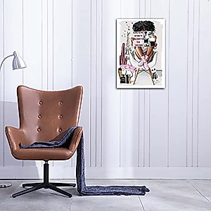 African American Wall Art Fashion Black Woman Queen Painting Home Decor For Bedroom Living Room Black Wall Art Woman Gifts Framed Ready To Hang12x16inch