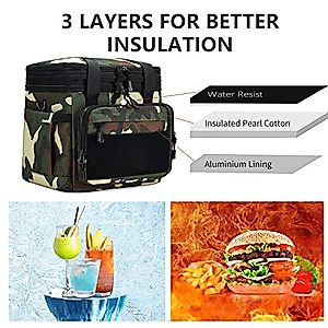 Gafetrey Large Tactical Lunch Box for Men, Insulated Lunch Bag, Thermal Lunchbox, Waterproof Cooler Bag, Dual Compartment Lunch, Camo Color