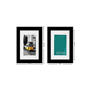 Picrit 5x7 Picture Frame Set of 4, Made of High Definition Real Glass, Display 4x6 with Mat or 5x7 Without Mat, Photo Frames for Wall Mounting or Table Top Display