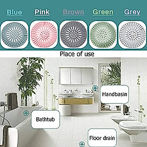 Hair Catcher Rubber Stopper Shower Drain Covers for Bathroom, Bathtub, Handbasin, Tub, Kitchen, Sink, Strainer, Sewer, Plug, Filter, Trap, Home, Drain Protectors, Easy to Install and Clean 5 Pack