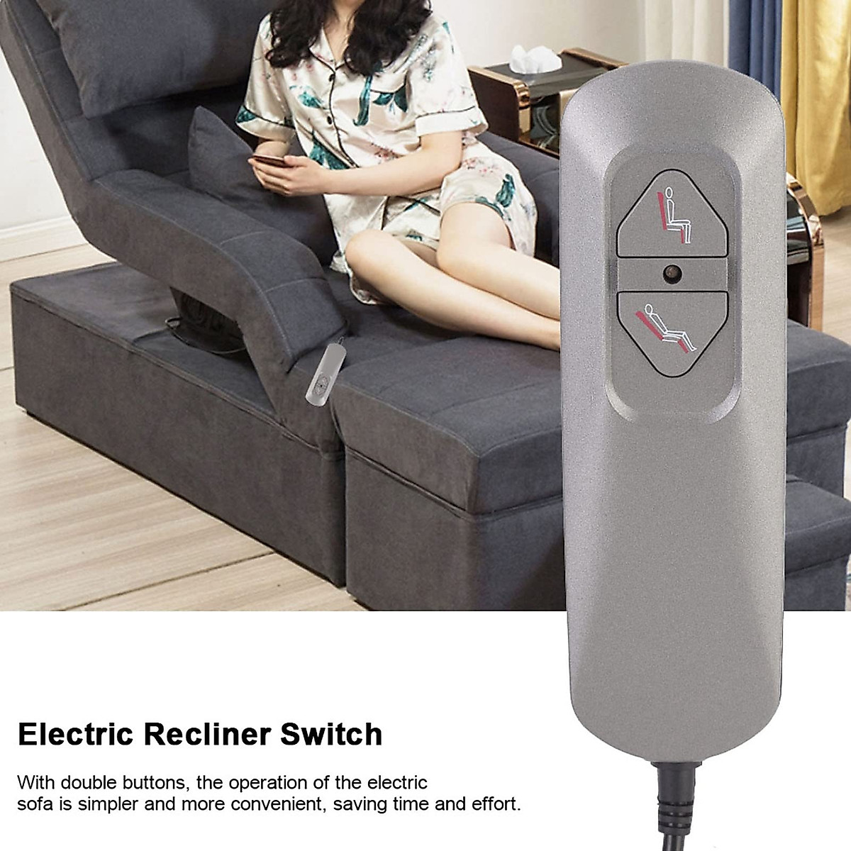 Lazmin112 2 Buttons Electric Sofa Controller, Lift Chair Electric Remote Control, 5V 1.8m Power Recliner Replacement Controller, for Lift Chair and Electric Sofa