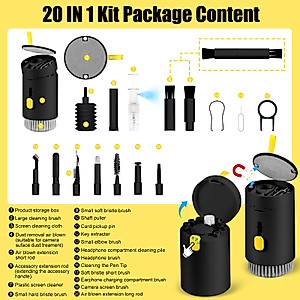 Computer Keyboard Cleaner Kit, Laptop Screen Cleaning Spray for iPhone AirPods Cell Phone MacBook iPad Pro, 20-in-1 Electronic Clean Brush Tool for Earbuds iPod PC Monitor TV Earphone Camera - Black