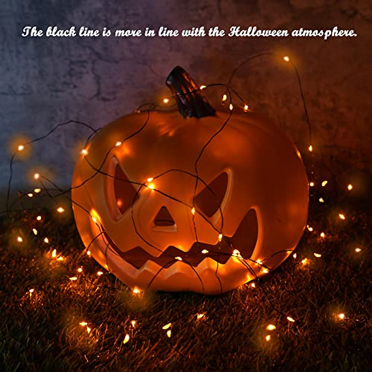 Lomotech 2 Pack Halloween Lights, 33ft 100LED Orange Solar String Lights with 8 Modes, Waterproof Solar Fairy Lights for Patio, Garden, Yard, Party, Halloween Outdoors Decorative