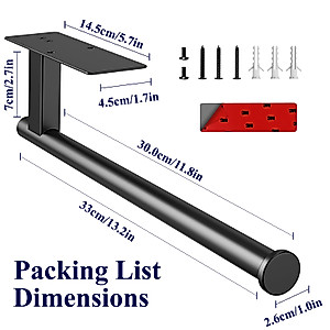 Kitsure Paper Towel Holder Under Cabinet - Sturdy 304 Stainless Steel Kitchen Paper Towel Holder Wall Mount, Drilling or Self Adhesive Paper Towel Holder for Kitchen, Bathroom, Black