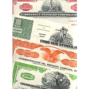 AMAZON SPECIAL!! 50 DIFFERENT RARE ORIGINAL VINTAGE US STOCK CERTIFICATES @ 50c!!! MANY BIG NAMES! LOWEST PRICE on EARTH!! BUY 2 LOTS GET 100 DIFFERENT with REDUCED SHIPPING!!!