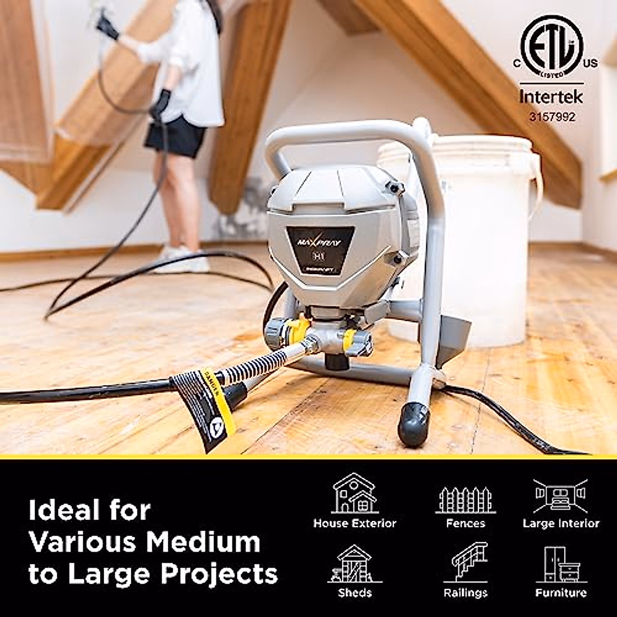 MaXpray M1 Airless Paint Sprayer, 2023 Version, High Efficiency, Thinning-Free, Minimal Overspray, for Home Exterior & House Interior DIY Painting Projects, with Paint Sprayer Accessories