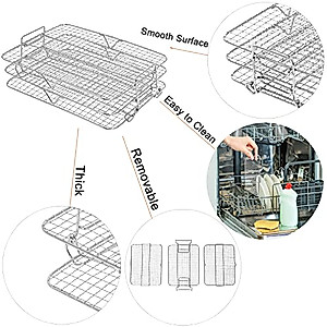 Air Fryer Rack Compatible with Ninja Foodi Grill XL Air Fryer FG551 IG601 IG651 Air Fryer Indoor Grill， Come with Basting Brush, Spatula and Kitchen Tongs