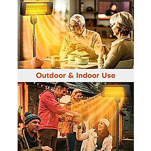 Garage Heater, 1500W Outdoor Heaters for Patio, Telescopic Radiant Infrared Heater w/3 Speeds, Fast Heating 270 Sq.Ft, Electric Patio Heater w/Tip-Over & Overheating Protection for Indoor Pet Use