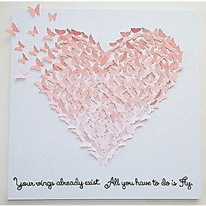 Hand-made 3D Butterflies - Ombre Butterfly Heart Art with Quote! Customizable! 24 x 24