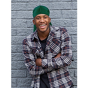 Tatuo 4 Pieces Men's Velvet Durag with Long Tail Soft Durag Headwraps for 360 Waves