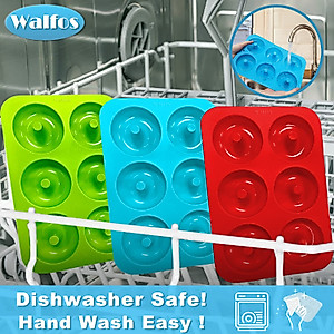 Walfos Silicone Donut Mold - Non-Stick Silicone Doughnut Pan Set, Just Pop Out! Heat Resistant, Make Perfect Donut Cake Biscuit Bagels, BPA FREE and Dishwasher Safe, Set of 3