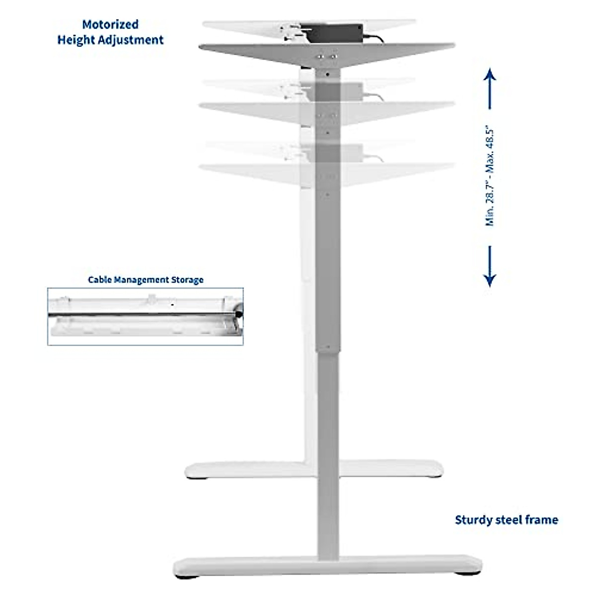 VIVO Electric Stand Up Desk Frame Workstation with Memory Touch Pad, Single Motor Ergonomic Standing Height Adjustable Base, White, DESK-V102EW