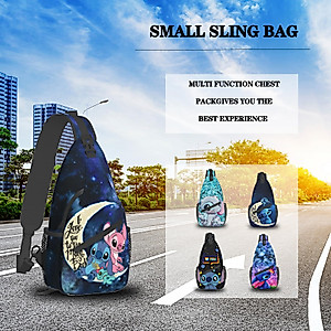 Pcoxeim Cartoon Anime Crossbody Sling Backpack with Keychain for Women Men Gifts Multipurpose Sling Bag Travel Hiking Gym Chest Bag Daypack