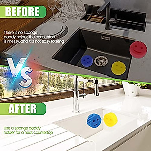 Sponge Holder, Smiley Face Sponge Holder with Suction Cup Mount, Kitchen/Bathroom Sink Sponge Storage, for Round Sponge, Dishwasher Safe