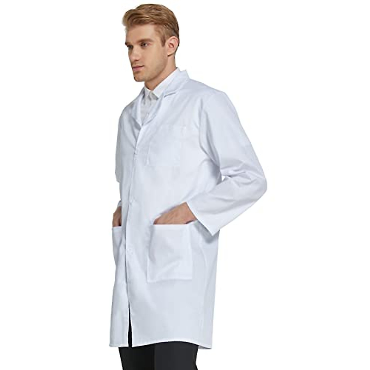 VOGRYE Professional Lab Coat for Men Women Long Sleeve, White, Unisex XXS