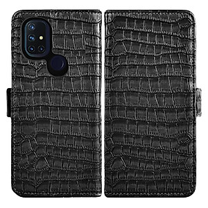 Asuwish Compatible with OnePlus Nord N10 5G Wallet Case with Tempered Glass Screen Protector and Flip Card Holder Stand Cell Phone Cover for One Plus N 10 G5 1 Plus 10N 1plus One+ 1+ N105G Women Black