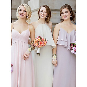 Corsage Wristlet for Wedding Bridal White Corsage Handmade Wedding Rose Wristlet Prom Suit Decorations(White)