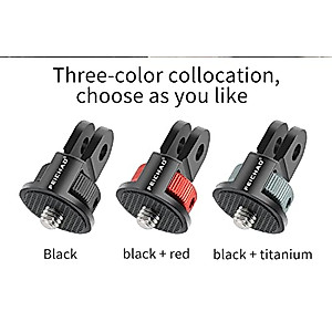 FEICHAO Upgraded Universal Camera Mount Adapter 360 Degree Swivel 1/4" Screw Converter CNC Aluminum Metal Compatible with Gopro Hero 10 9 8 7, Eken, Insta360 One X X2 R Action Camera (Black)