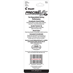 PILOT Precise V7 RT Refillable & Retractable Liquid Ink Rolling Ball Pens, Fine Point (0.7mm) Black Ink, 2-Pack (26056)