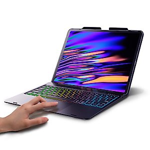 Touchpad Keyboard Case for iPad Pro 12.9 inch 2021 5th Generation / 2020 4th Gen / 2018 3rd Gen, iPad Pro 12.9 Case with Wireless Bluetooth Backlight Keyboard - Pencil Holder Included (Black)