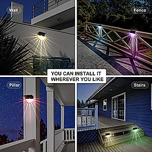 CIYOYO Solar Deck Lights Outdoor - 8 Pack Solar Step Light Waterproof Solar Fence Lights for Patio Stairs Post Pathway Porch Driveway Garden Decor, Warm White/LED Color Glow