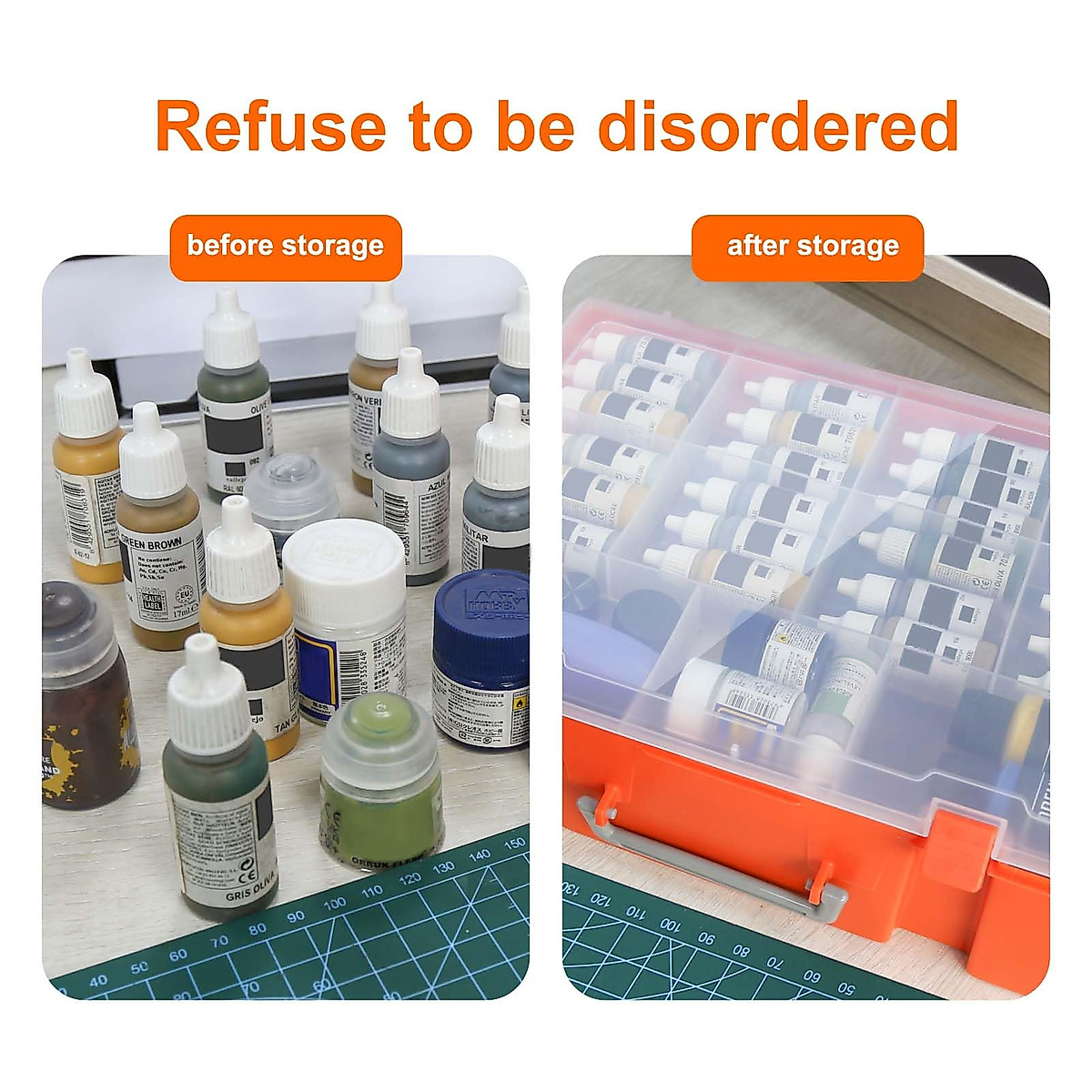 1set Model Paint Organizer with 60 Holes (Diameter 32.5mm) Pigment Bottle Storage Suitcase Dual-layer Portable Box SN03S Miniature Paint Storage