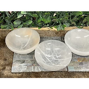 CrystalsAhoy Selenite Bowl, XL 5.5" - 6" Hand made Moroccan Selenite, Reiki Charged Moroccan Selenite XL 6-Inch Charging Station Extra Large Crystal Bowl…