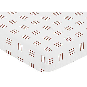 Sweet Jojo Designs White and Rust Boho Mudcloth Boy or Girl Fitted Crib Sheet Baby or Toddler Bed Nursery - Orange Bohemian Woodland Tribal Southwest Mud Cloth Hatch Gender Neutral Triple Line
