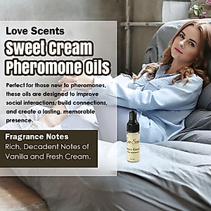Love Scent Pheromone Oils, Pheromone Oil with AndrosteNOL, Body Oil Perfume for Women and Men, Long-Lasting Fragrance Body Oil (Sweet Cream, 3.7 ml)