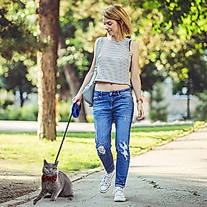 Retractable Dog Leash for Medium - Small Dogs and Cats 16.5FT Tangle Free, Heavy Duty Walking Leash with Anti Slip Handle, Pause and Lock Strong Nylon Tape, Store Dog Leash Retractable(Blue)