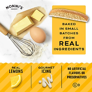 Nonni's Limone Biscotti Italian Cookies - 2 Boxes Lemon Cookies - Biscotti Individually Wrapped Cookies - Lemon Italian Biscotti Cookies w/White Icing - All Natural Ingredients - Kosher - 6.88 oz