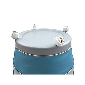 SAMMART 66L(17.4 Gallon) Collapsible Plastic Garbage Bin with Wheels & Removable Lid-Foldable Pop Up Container-Portable Washing Tub-Space Saving Basket,Water Capacity 56L(14.8 Gallon)(Grey/Blue)