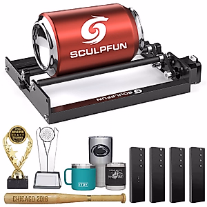 SCULPFUN Laser Rotary Roller, Laser Engraver Y-axis Rotary Module, 360° Laser Rotary Attachment for Engraving Cylindrical Objects Cans, Compatible with Most Laser Engraving Machines on The Market
