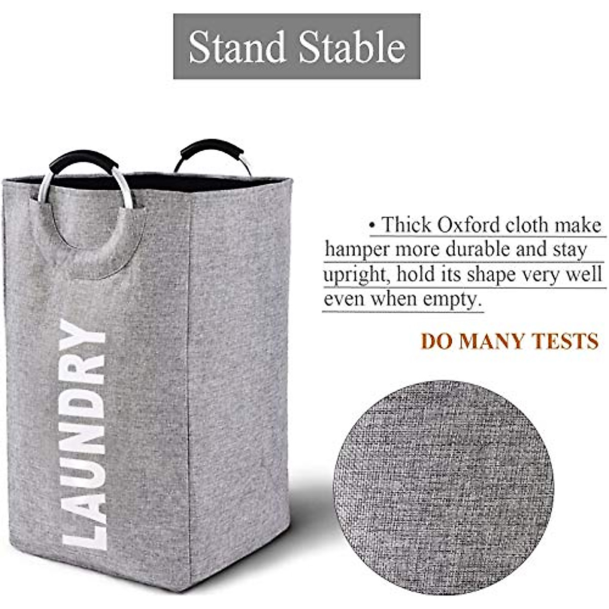 XIGUI Large Collapsible Laundry Hamper Bag with Handles, 13 x11 x 20Inches Foldable Clothes Basket for Washing Storage