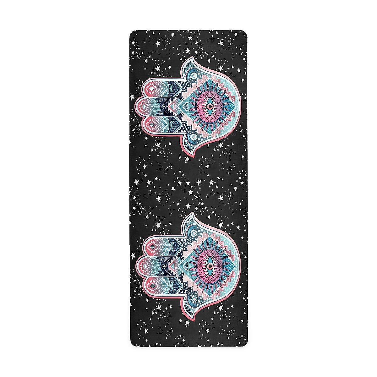 Qilmy Hamsa Yoga Mat Non-Slip Foldable Sweat Absorbent Travel Yoga Mat with Carrying Bag for Yoga, Pilates, Exercise, Workout, Bikram and Hot Yoga 71 x 26 Inch