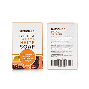 Glutathione Papaya White Soap (2 Pack) - Natural Skin Brightening - Dark Spots, Acne Scars - Acquire a Soft, Silky Smooth Skin for Body & Facial