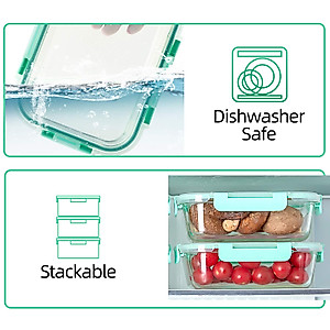 C CREST [10-Pack] Glass Food Storage Containers with Lids, Airtight, BPA Free, Meal Prep Containers for Kitchen, Home Use