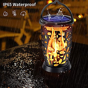 Ollivage Upgrade Hanging Solar Lanterns Outdoor Flickering Flame Solar Torches Lights Waterproof Landscape Lighting Solar Powered LED Flame Umbrella Lights for Garden Patio Yard Pathway Deck, 4P