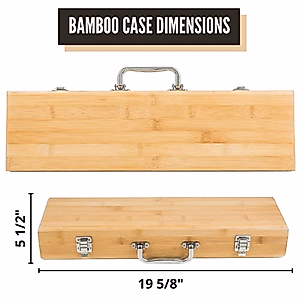 Personalized Grill Set for Men, BBQ Set with Custom Engraved Wooden Case Holder (Circle Design) | Customized Birthday for Him, Dad, Boyfriend, Husband | Groomsmen Gift