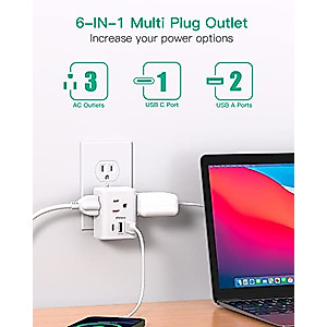 Outlet Extender Multi Plug Outlet - USB Wall Charger with 3 USB Ports (1 USB C), No Surge Protector Cruise Essentials for Ship and Travel, ETL Listed
