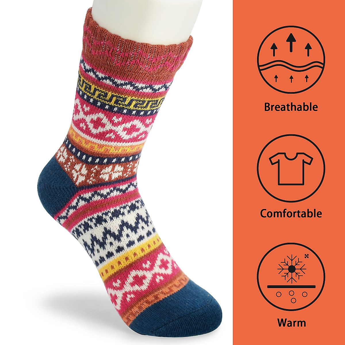 LQQBOX 10 Pairs Wool Socks for Women, Winter Warm Socks Thick Soft Socks Gifts for Women