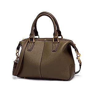 Leather Top Handle Tote Handbags For Women Medium Satchel Purse With Shoulder Straps (2-Brown)
