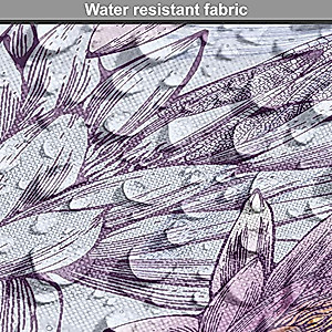 Ambesonne Nature Fabric by The Yard, Water Liliy and Dragonfly Patterns Garden Theme Illustration Wildlife, Decorative Fabric for Upholstery and Home Accents, 1 Yard, Pale Blue Pale Purple