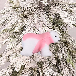 Christmas White Foam Scarf Bear Pendant Christmas Tree Decoration Pendant Scene Layout Mini Cute Plush White Bear Christmas Tree Pendant Home Decoration Christmas Tree Pendant ornaments-195