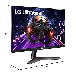 LG 24GN600-B UltraGear Gaming Monitor 24" Full HD (1920 x 1080) IPS Display, 1ms (GtG) Response Time, 144Hz Refresh Rate, AMD FreeSync Premium, HDR10, 3-Side Virtually Borderless Display,Black
