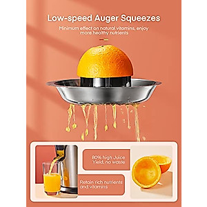 FOHERE Citrus Juicer Electric Orange Juicer with Humanized Handle and Two Size Cones for Grapefruits, Orange and Lemon, Powerful 160W Silent Motor Stainless Steel BPA-Free, Silver