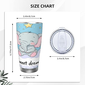AYCZN Sweet Dream 20 OZ Tumbler Stainless Steel Travel Coffee Mug, Elephant Star Insulated Water Bottle with Lid and 2 StrawsLeakproof Thermal Cup