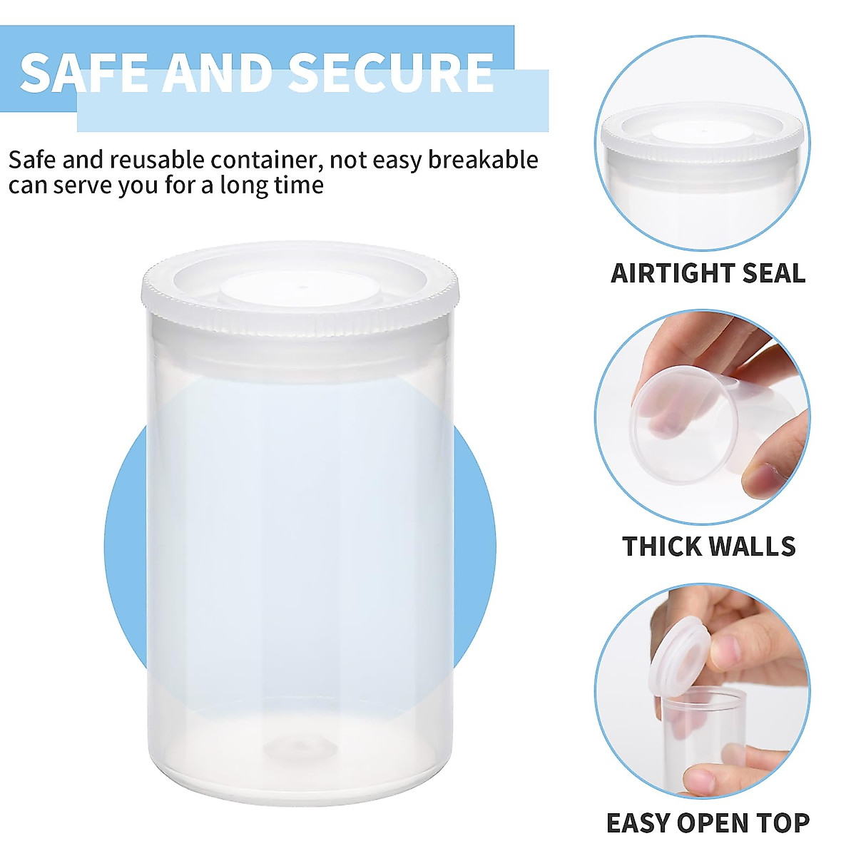 120 Pieces Film Canisters with Caps 35 mm Plastic Empty Camera Reel Storage Containers Case with Lids for Small Accessories Rockets Experiment Fish Hook Film Keys Coins Art Beads (Clear)