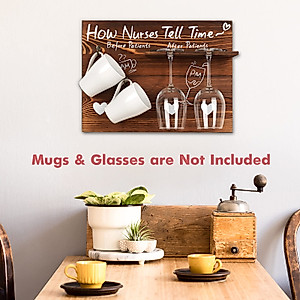 Funistree Gifts for Mom for Christmas from Daughter Son, Funny Birthday Gifts Ideas for Mom, Unique Gag Mom Xmas Presents from Kids, Mug Rack Wine Glass Holder, How Mom Tells Time AM PM Mom Gifts